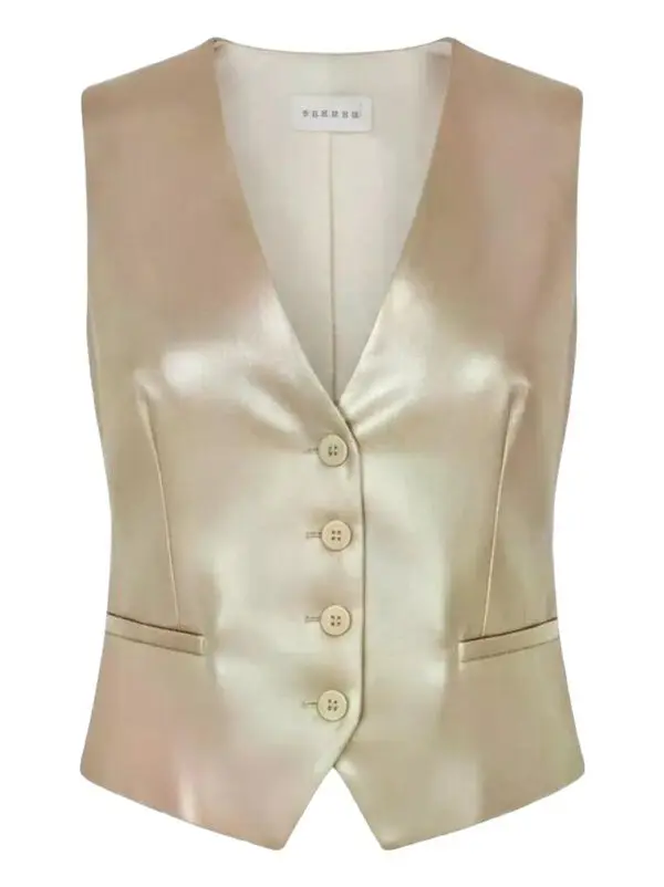P.a.r.o.s.h Metallic V-neck Gilet - Neutrals