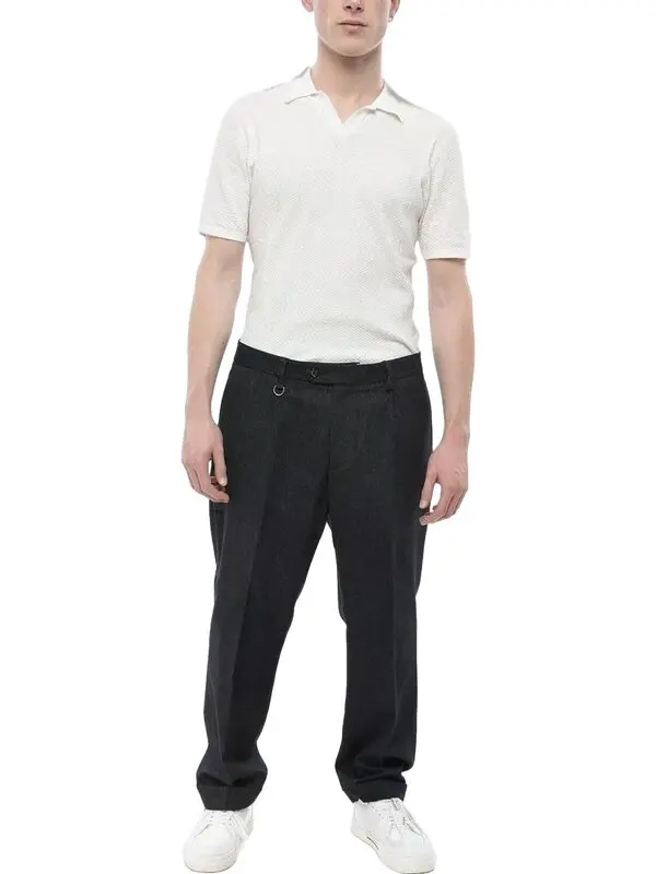 PAOLO PECORA Pleated Turn-up Trousers - Grey