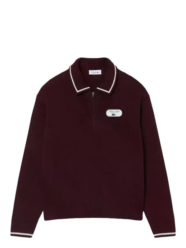 Lacoste Zipped Polo Collar Sweater - Red