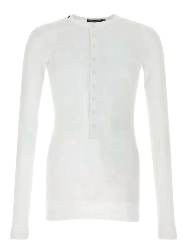 Dolce & Gabbana Ribbed-knit Henley T-shirt - White