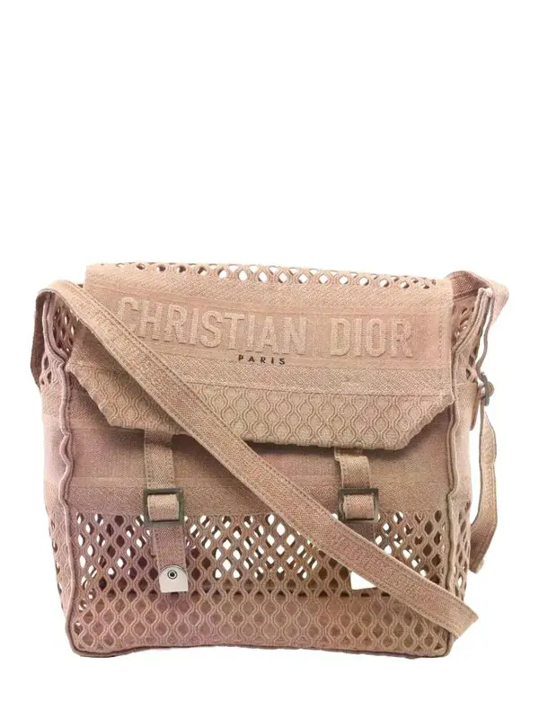 Dior Embroidered Mesh Canvas Diorcamp Messenger Bag - Brown