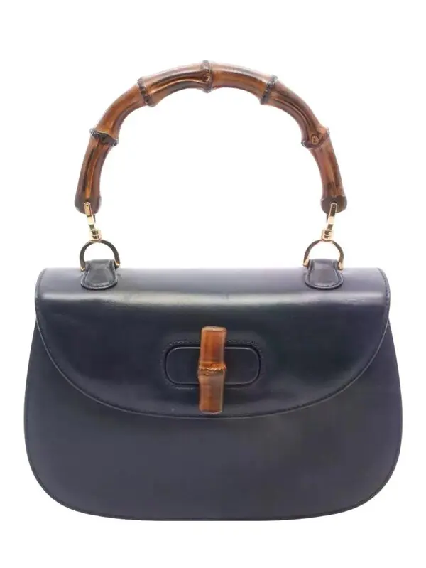 Gucci 20th Century Calfskin Bamboo Night Satchel - Blue