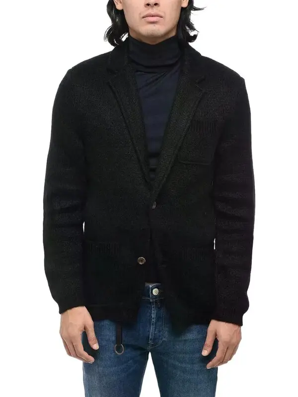 SUN HOUSE Single-breasted Knit Blazer - Black