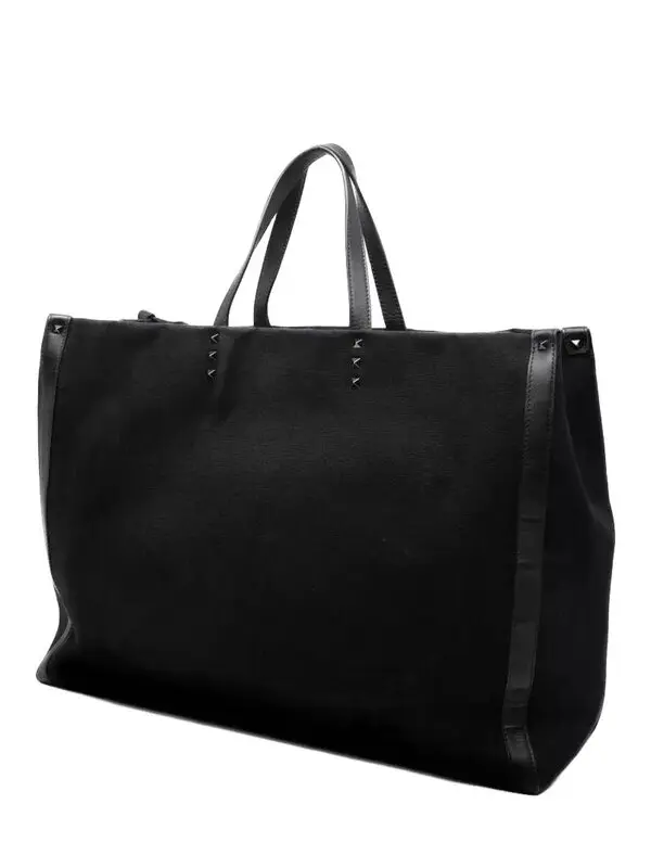 Valentino Garavani Large Canvas Rockstud Vltn Tote Satchel - Black