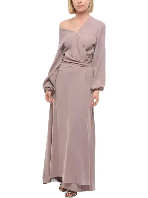 SUPER BLOND Maxi Belted Wrap Dress - Neutrals