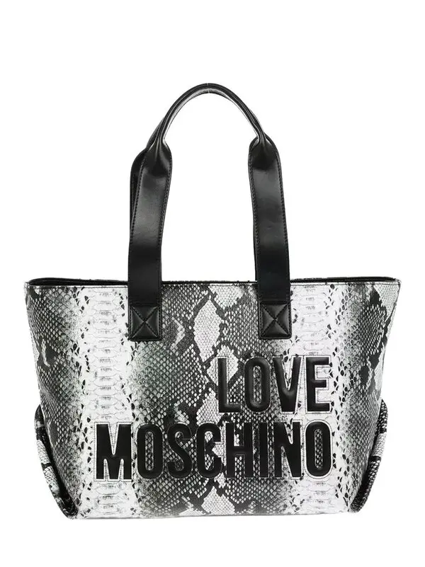 Moschino Snake-effect Logo Tote Bag - White