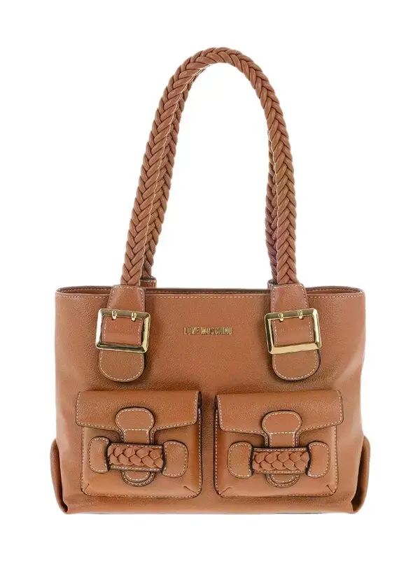 Moschino Braided Handle Shoulder Bag - Brown