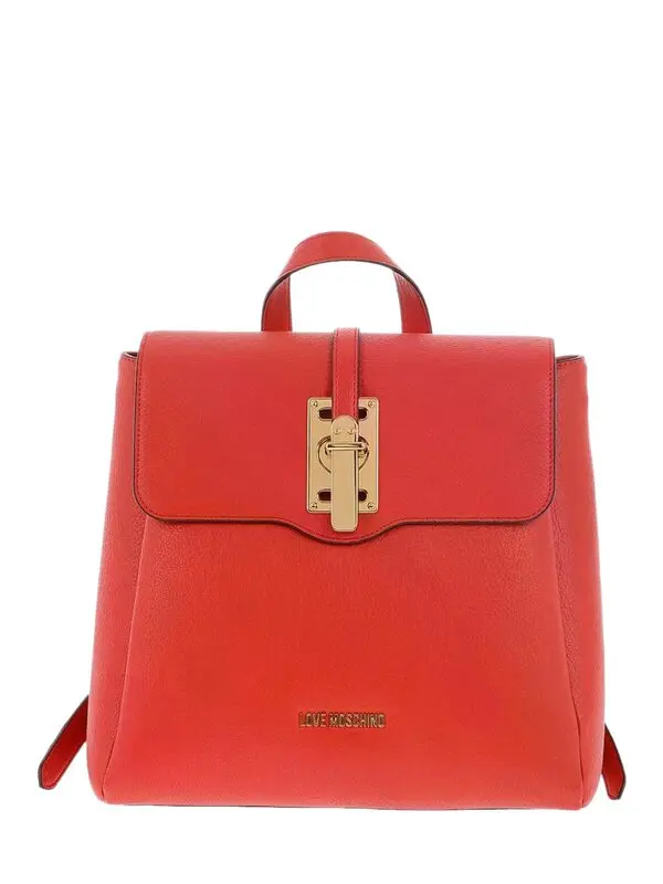 Moschino Plaque Foldover Backpack - Red