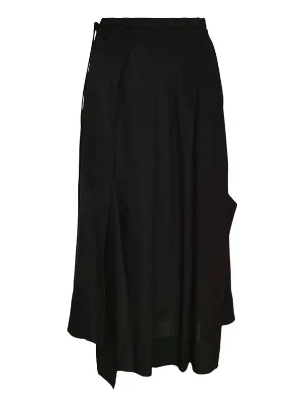 Yohji Yamamoto Unbalanced Tuck Mid Skirt - Black