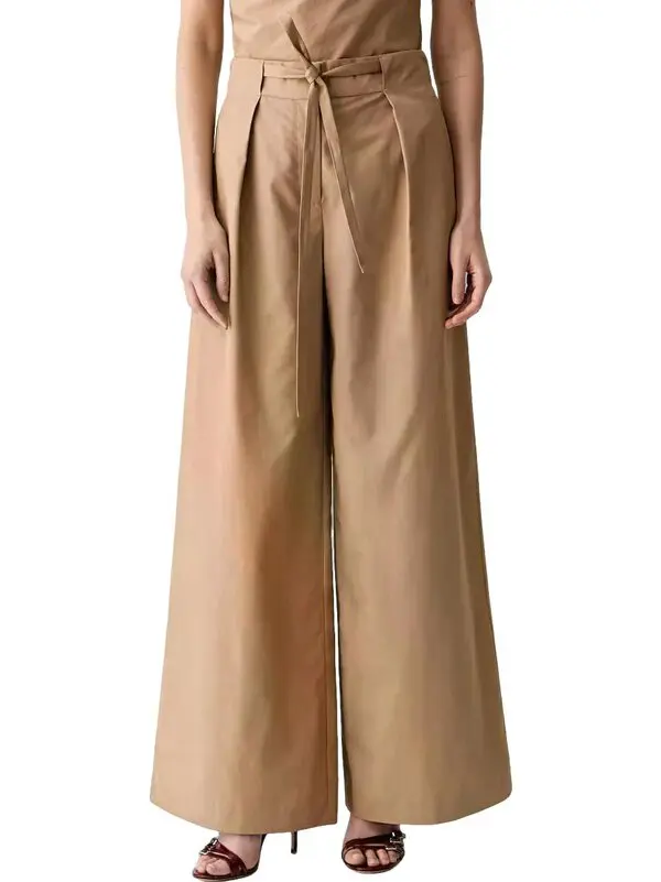 Karl Lagerfeld Tie-waist Pleated Trousers - Neutrals