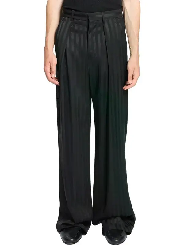 ANN DEMEULEMEESTER Striped Pleated Trousers - Black