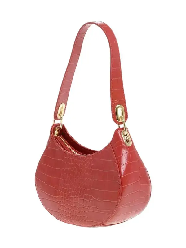 Moschino Croc Effect Shoulder Bag With Heart Logo - Red
