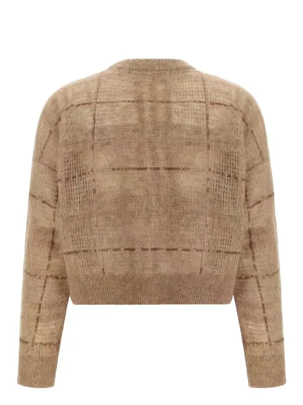 Brunello Cucinelli Sequin-detailed Checkered Sweater - Neutrals