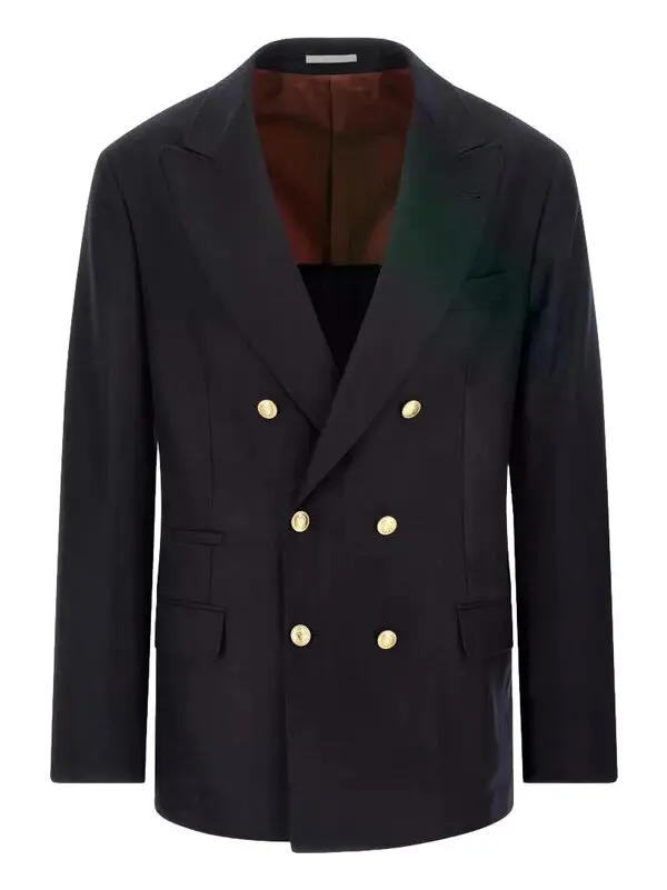 Brunello Cucinelli Double-breasted Virgin Wool Blazer - Blue
