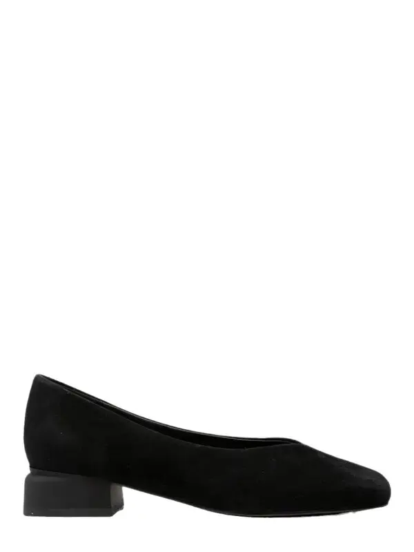 LINDA BAUMANN Square-toe Suede Pumps - Black