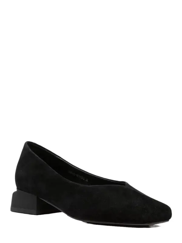 LINDA BAUMANN Square-toe Suede Pumps - Black