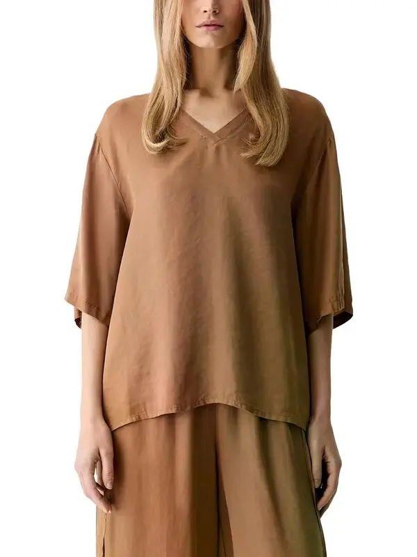 VICOLO V-neck Short-sleeve T-shirt - Brown