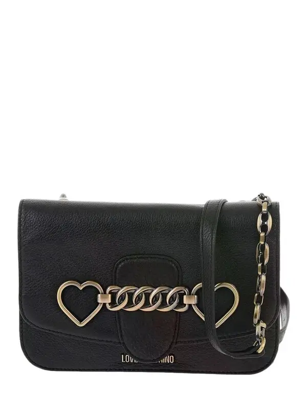 Moschino Heart Detail Crossbody Bag - Black