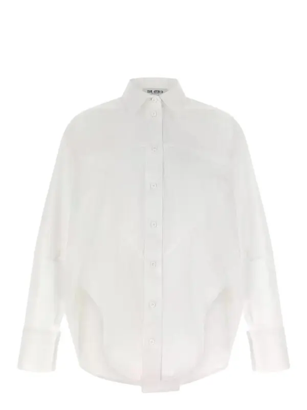 Attico Geometric Stitching Long Sleeve Shirt - White