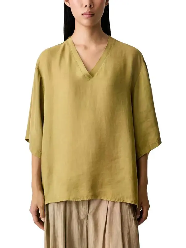 VICOLO V-neck Wide-sleeve Top - Green