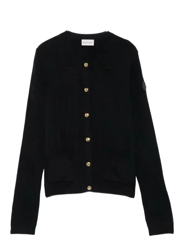 Moncler Ribbed Knit Button-up Cardigan - Blue