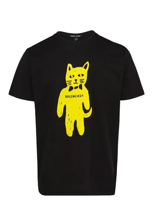 BLACK SCORE Cat-graphic T-shirt - Black