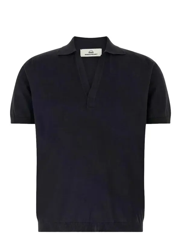 RIVIERA Open-collar Short-sleeve Polo Shirt - Blue
