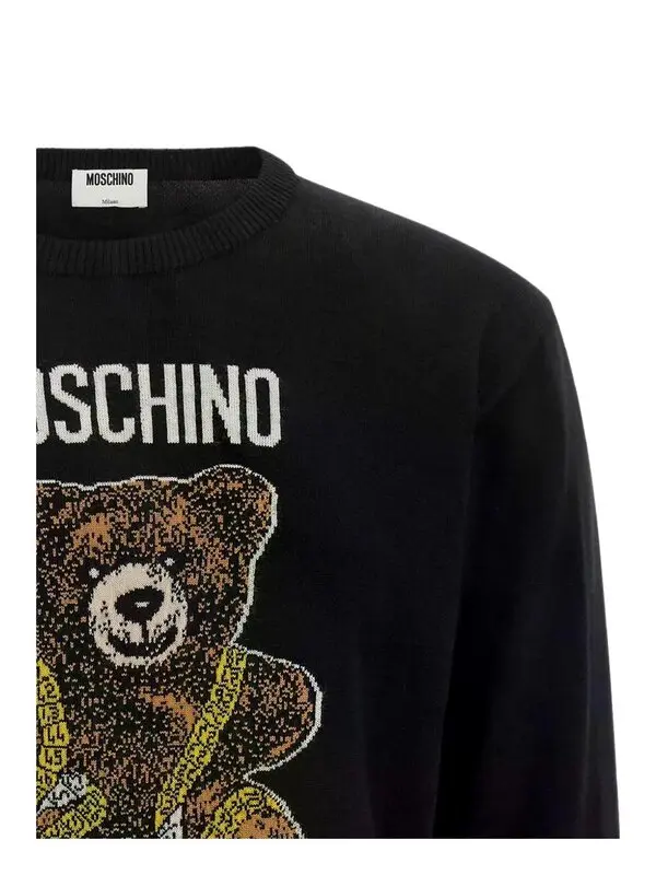 Moschino Teddy Bear Inlay Wool Sweater - Black