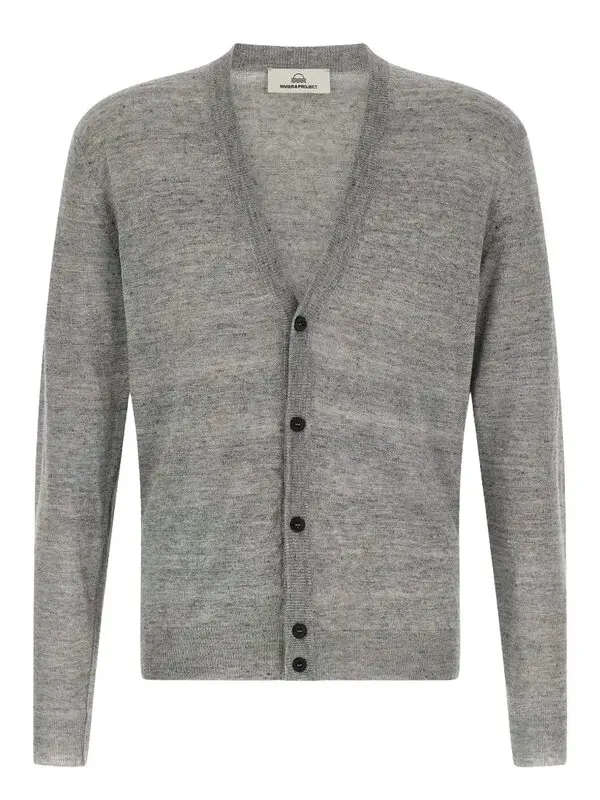 RIVIERA Melange Effect V-neck Cardigan - Grey
