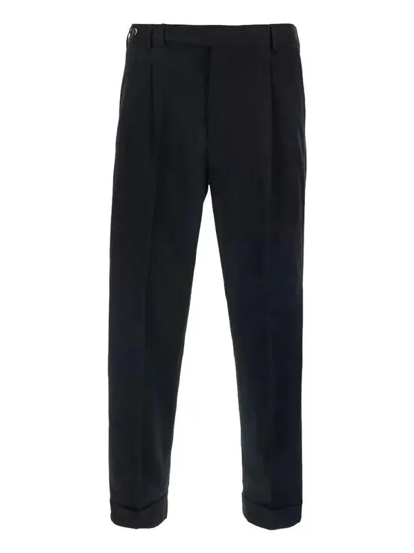 PT TORINO Pleated Turn-up Trousers - Black