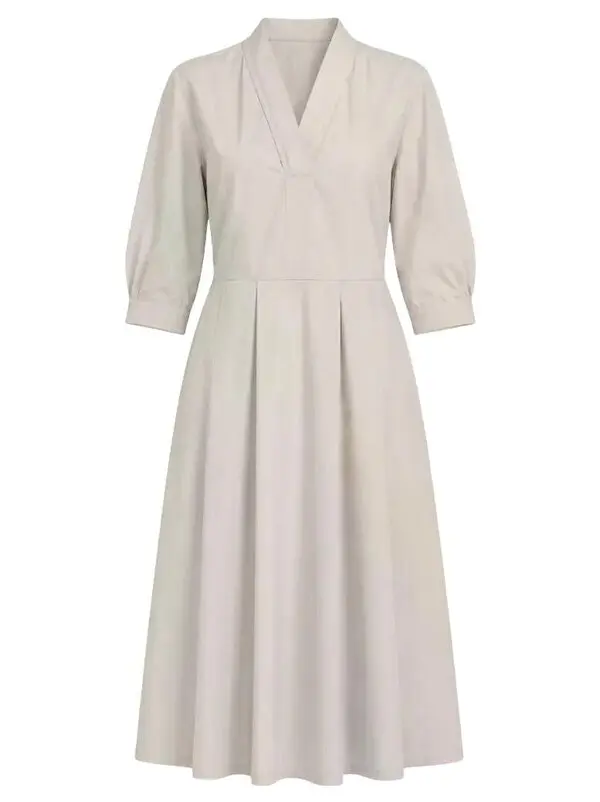 Liviana Conti Madeleine V-neck Pleated Midi Dress - Neutrals
