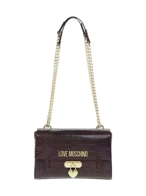 Moschino Crocodile-effect Shoulder Bag - Brown