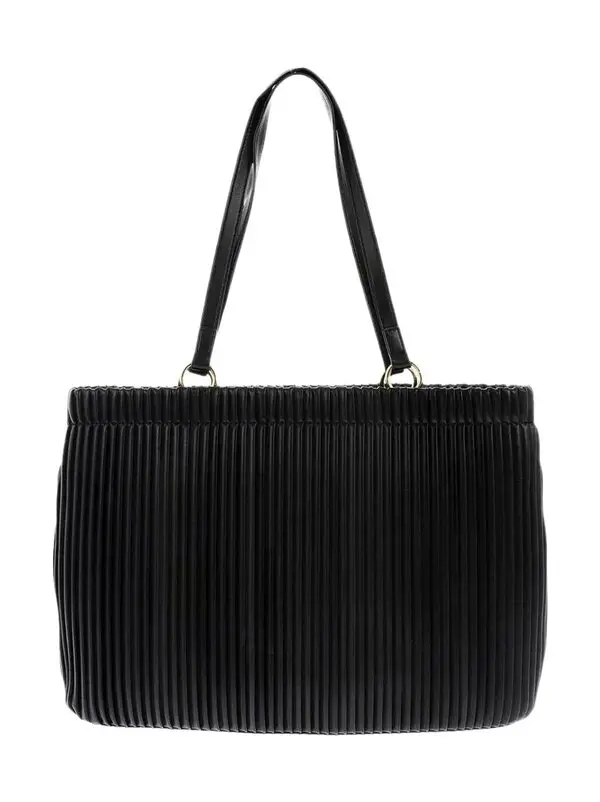 Moschino Pleated Logo Plaque Tote Bag - Black