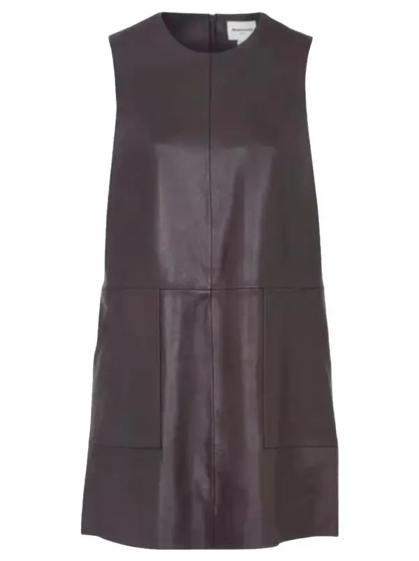 MAISON123 Sleeveless Leather Mini Dress - Brown