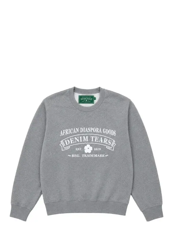 DENIM TEARS Logo-print Crew-neck Sweatshirt - Grey