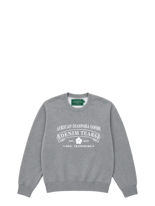 DENIM TEARS Logo Print Crew Neck Sweatshirt - Grey