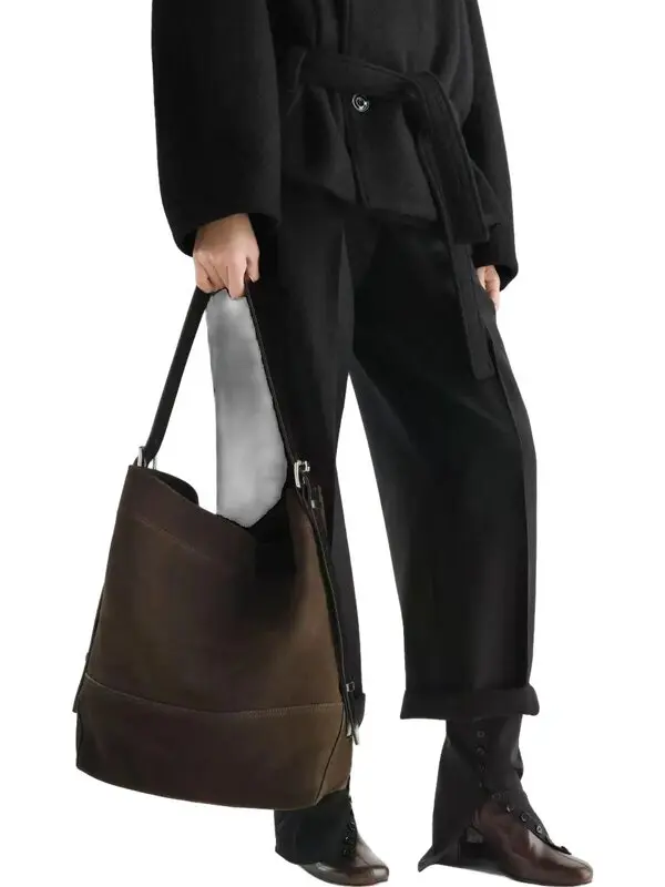 LEMAIRE Belted Alpaca Nubuck Tote Bag - Brown