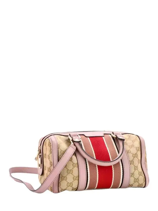 Gucci Vintage Web Boston Bag Gg Canvas Small Satchel - Brown