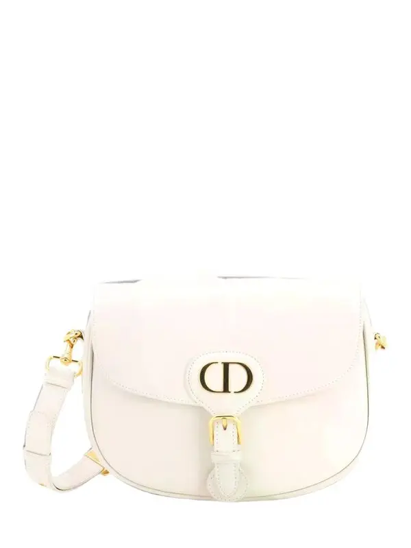 Dior Bobby Flap Bag Leather Medium Crossbody Bag - White