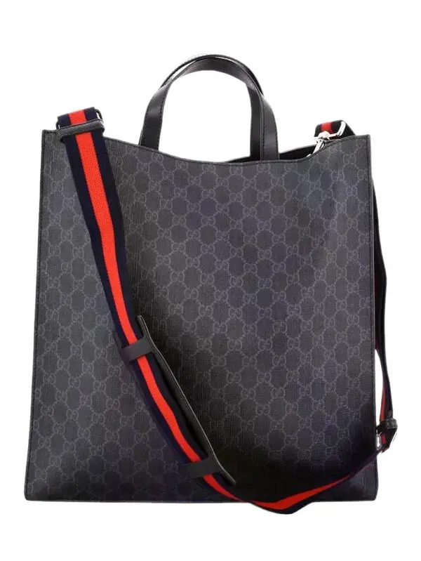 Gucci Soft Open Gg Coated Canvas Tall Tote Bag - Black