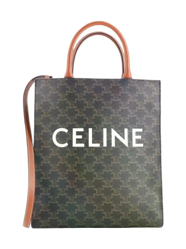 Celine Vertical Cabas Triomphe Coated Canvas Tote Bag - Brown