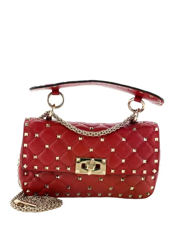 Valentino Garavani Rockstud Spike Flap Quilted Leather Crossbody Bag - Red