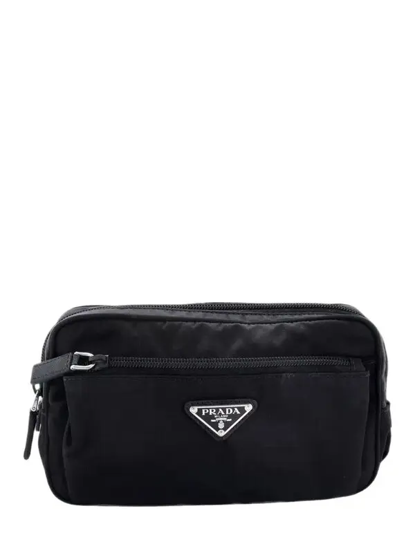 Prada Re-nylon Belt Bag With Saffiano Leather Detail - Black