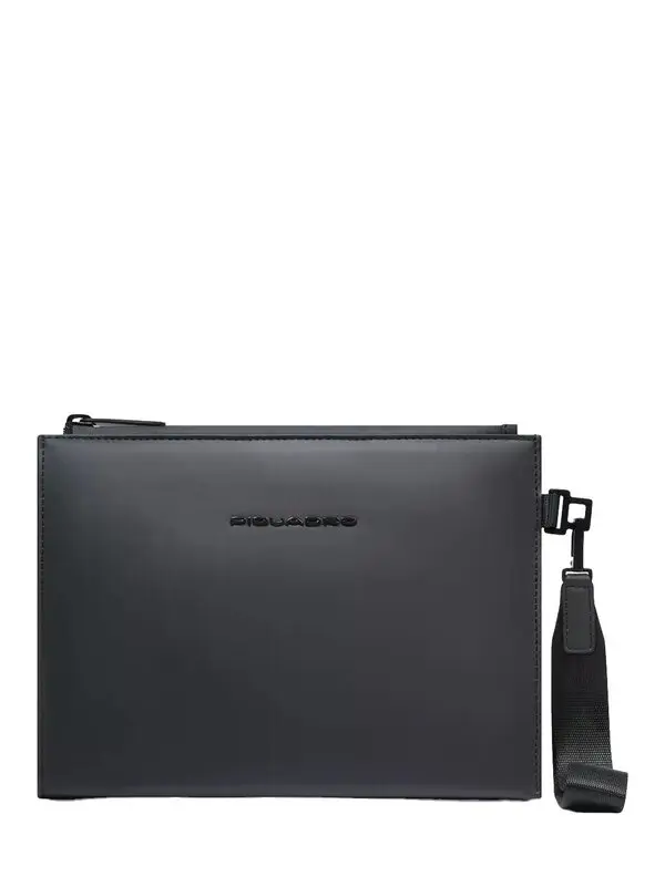 PIQUADRO Rubberized Clutch Bag - Black