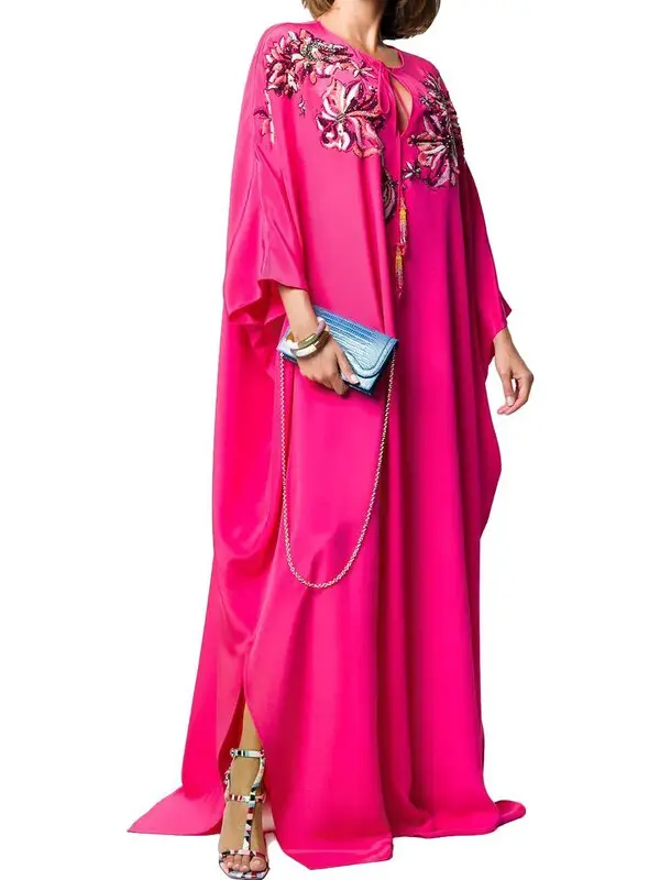 Emilio Pucci Long Floral Beaded Kaftan - Pink