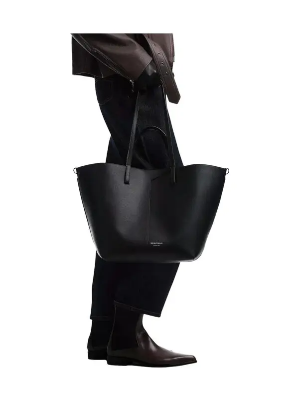 Emporio Armani Logo-print Pebbled-leather Tote Bag - Black