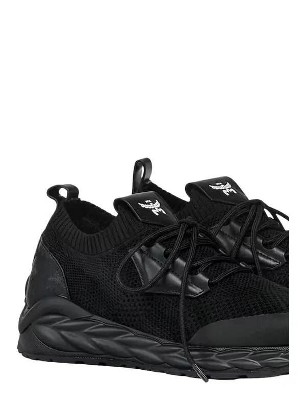 Mcm Knit Logo Patch Sneakers - Black