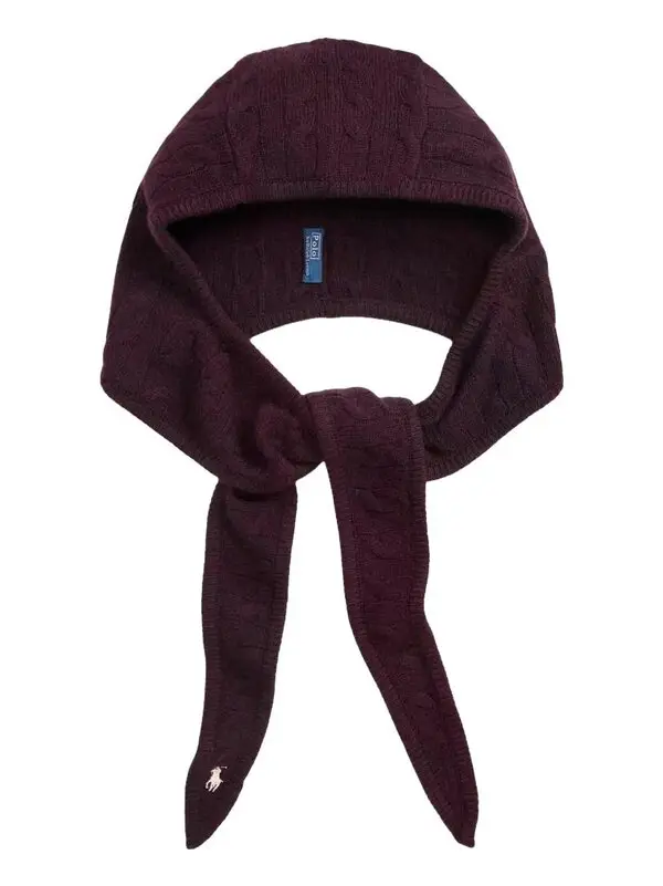 Polo Ralph Lauren Cable-knit Hooded Snood With Embroidered Pony Motif - Red