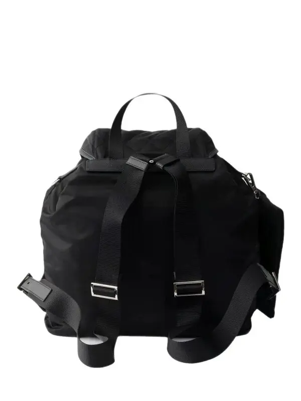 Prada Medium Quilted Re-nylon Backpack With Saffiano Leather Trim - Black