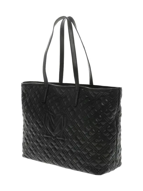 Moschino Quilted Logo Plaque Tote Bag - Black